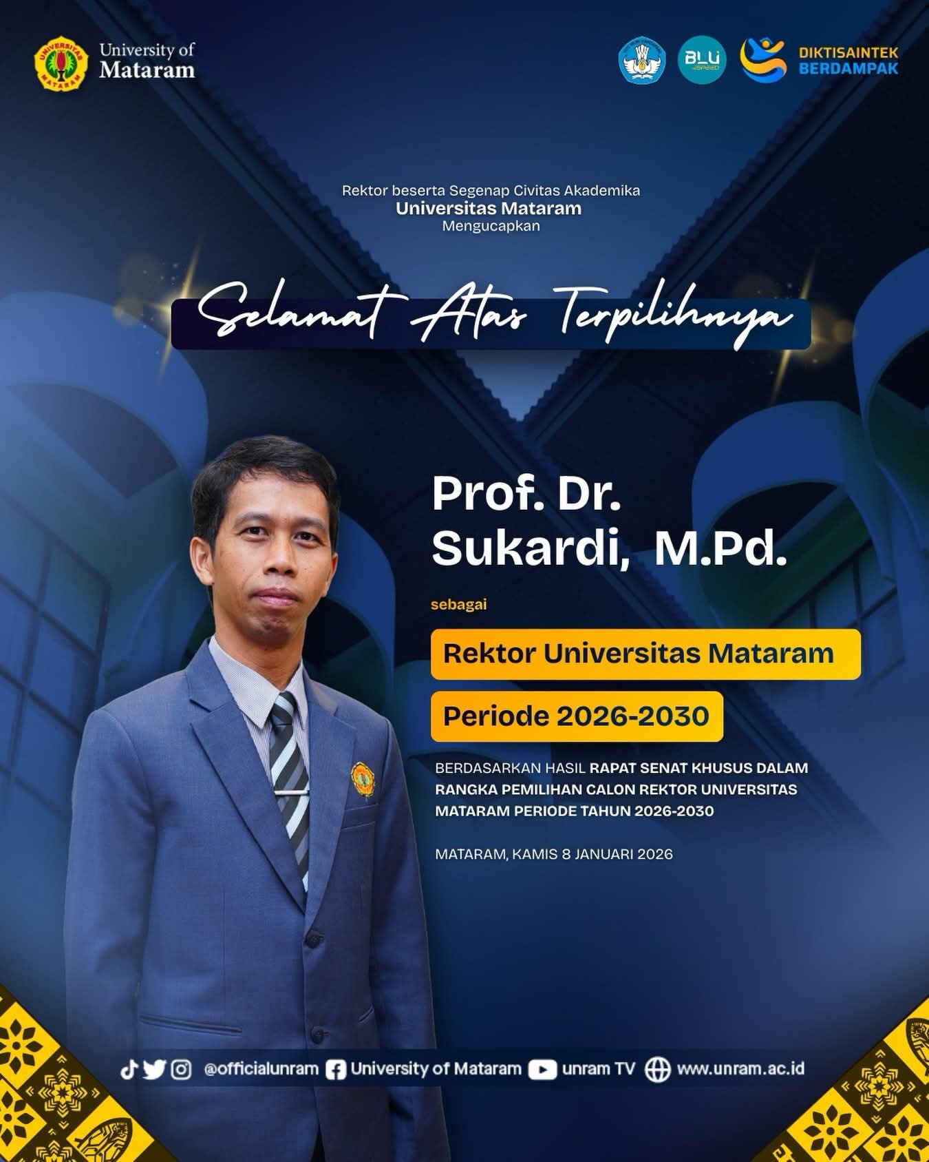Direktur NTB Care Ucapkan Selamat atas Terpilihnya Prof. Sukardi ...